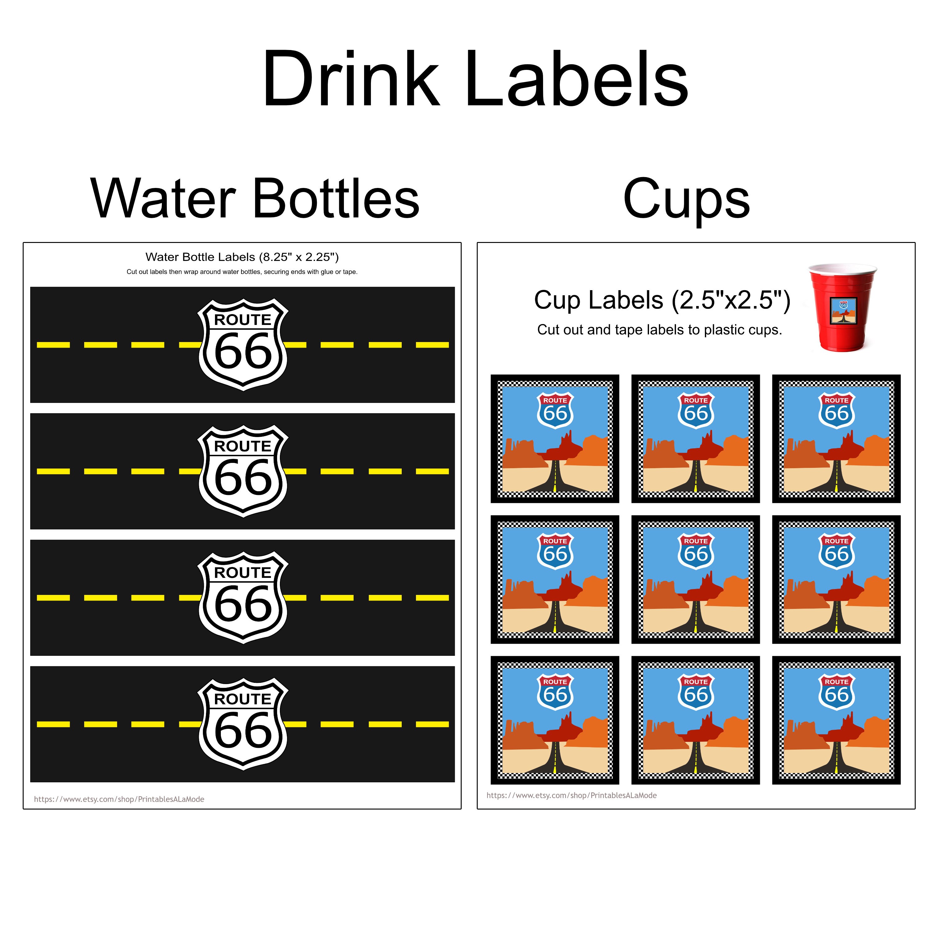 Route 66 Party Pack Printables Bundle Digital Files Only Instant ...