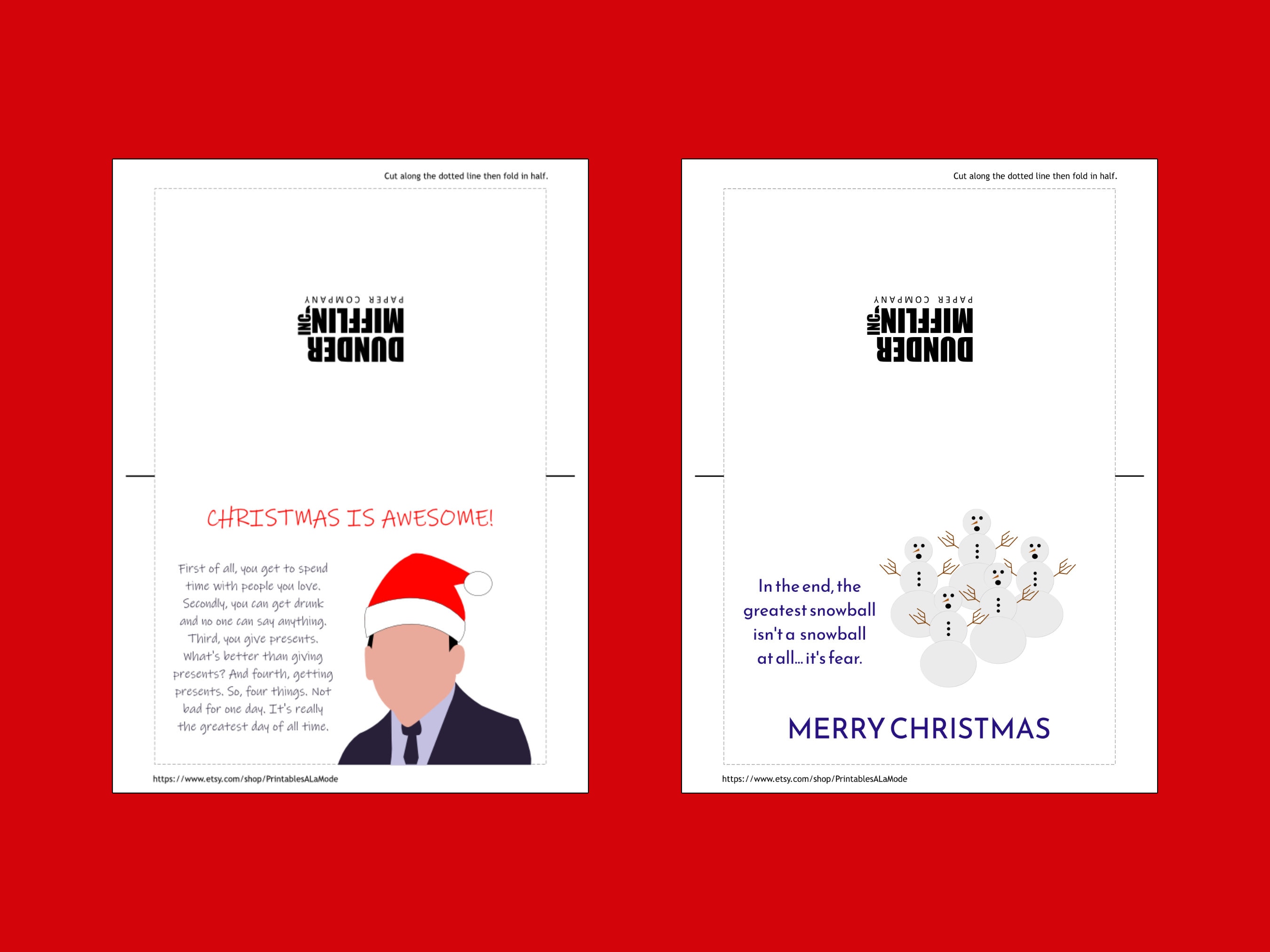 The Office Christmas Cards Set of 11 Printable Cards Blank Inside ...