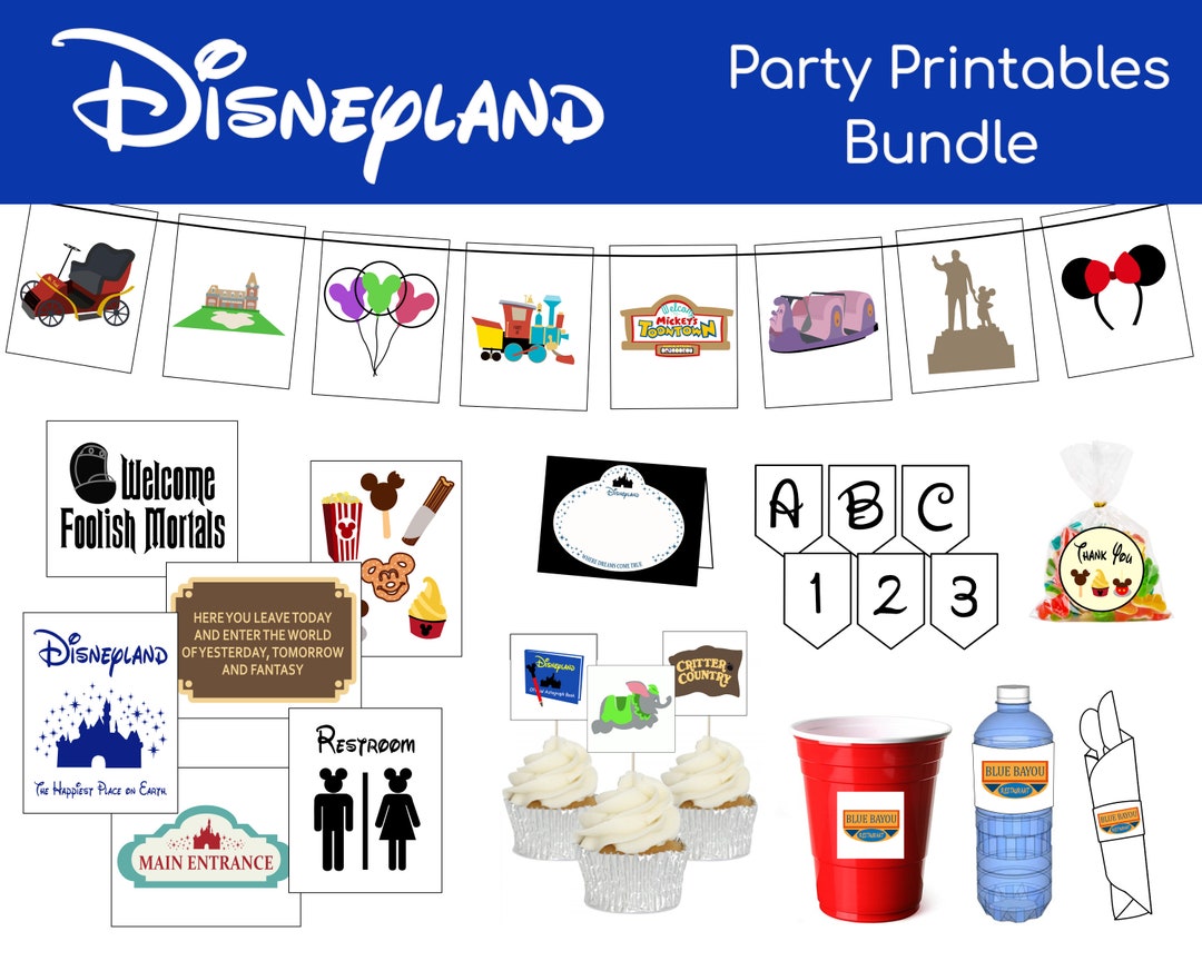 Disneyland Party Pack Printables Bundle | Digital Files Only | Instant ...