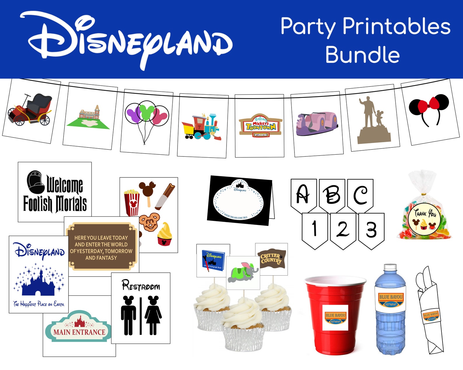 Disneyland Party Pack Printables Bundle Digital Files Only - Etsy