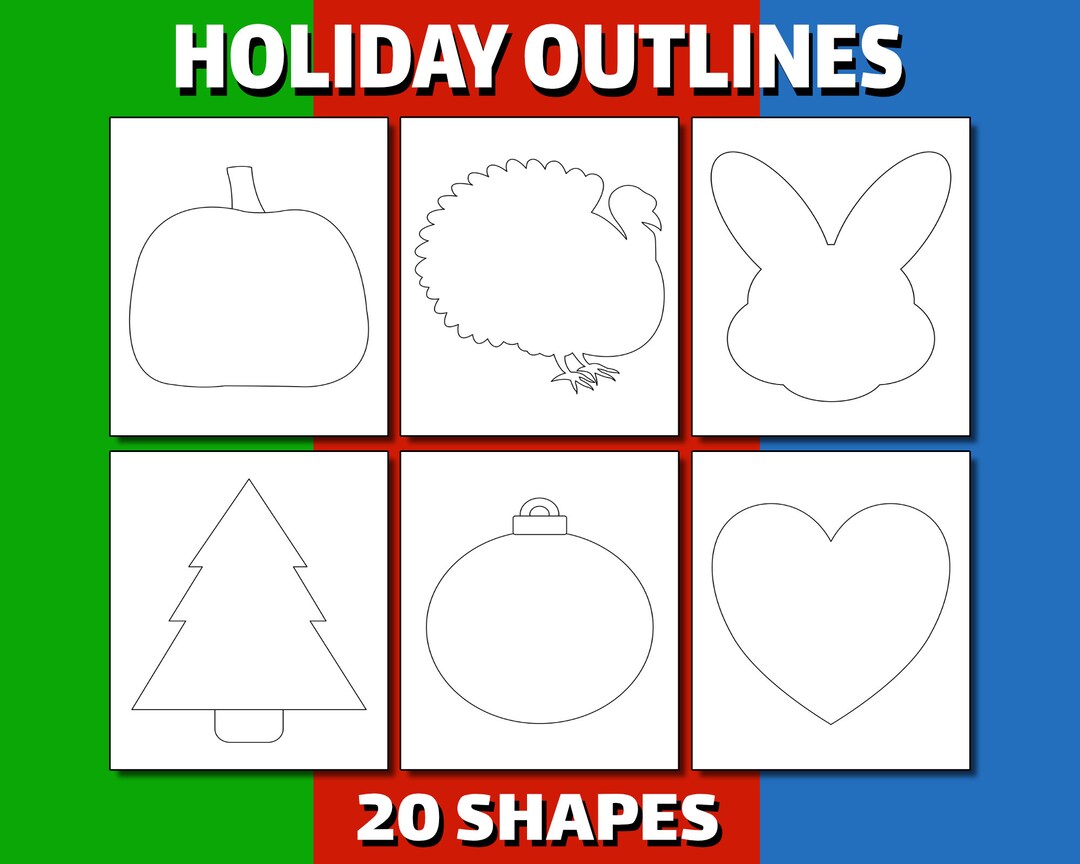 Printable Holiday Outlines for Crafting and Coloring | Digital Files ...