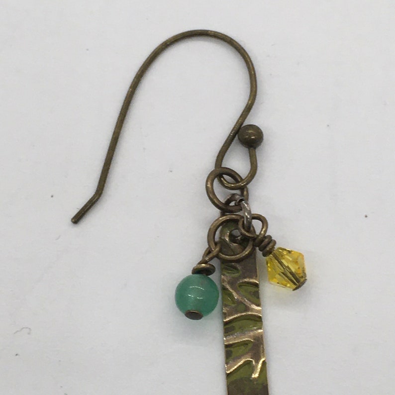 Artisan's Brass Embossed Drop Earrings - Etsy