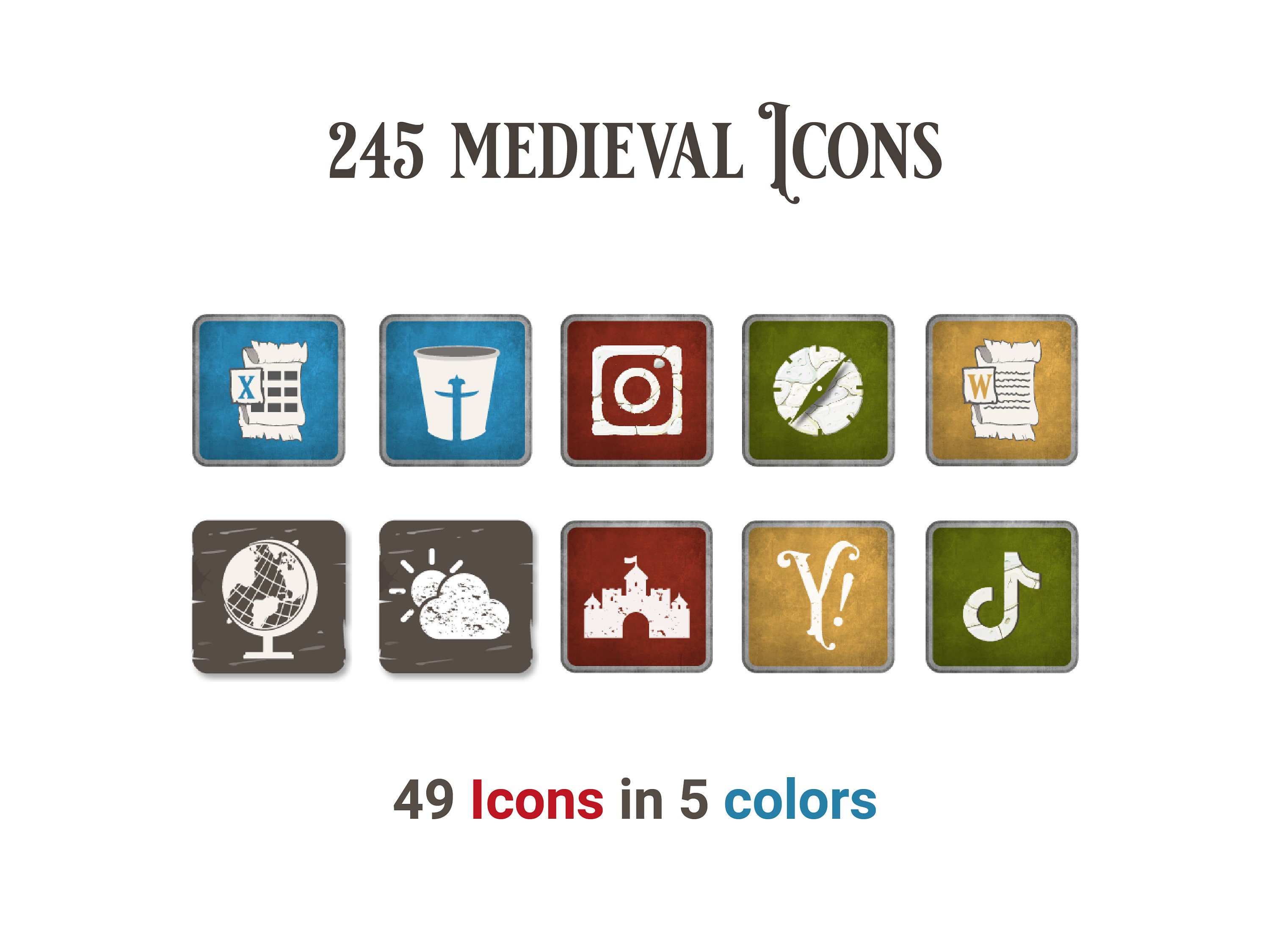 Medieval Handmade iPhone Ios 16 App Icons, Social Media Icons, IOS ...