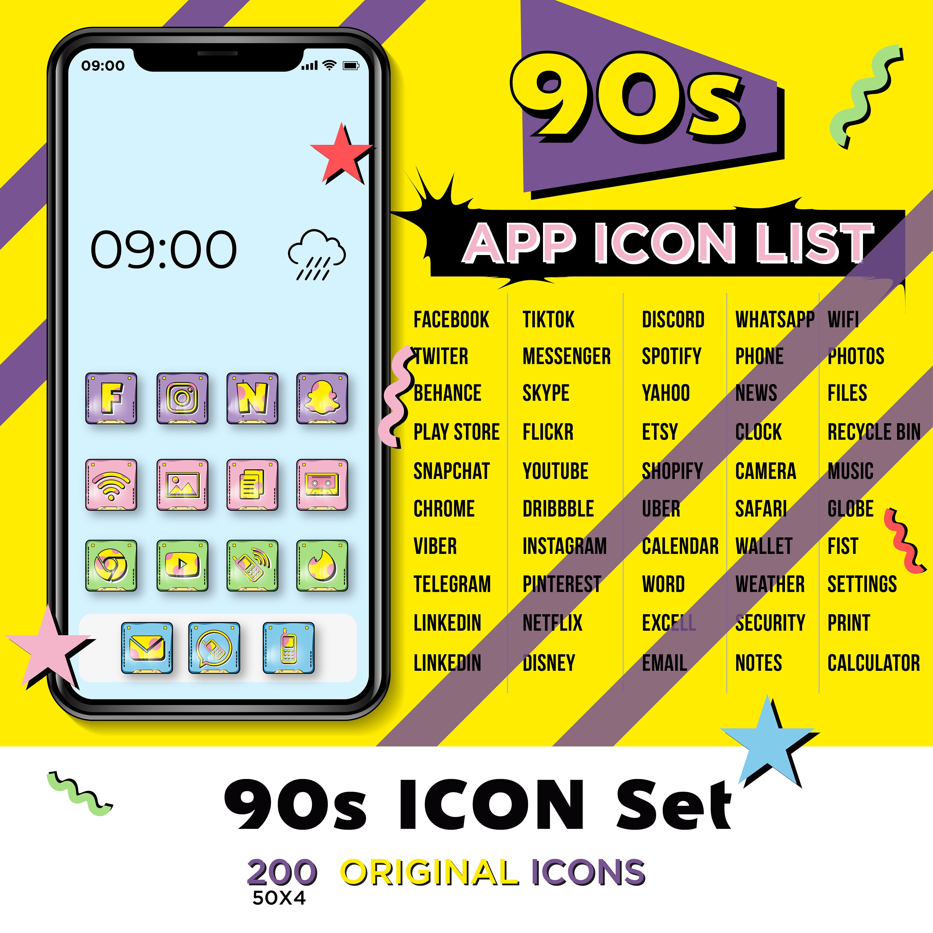 90's App Icons, Retro App Icon Pack, Ios 15 16 , Vintage Aesthetic App ...