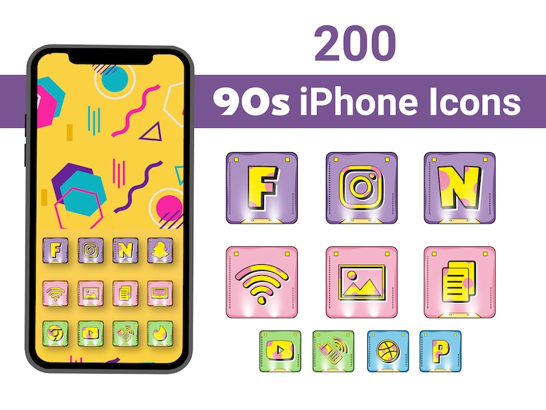 90's App Icons, Retro App Icon Pack, Ios 15 16 , Vintage Aesthetic App ...