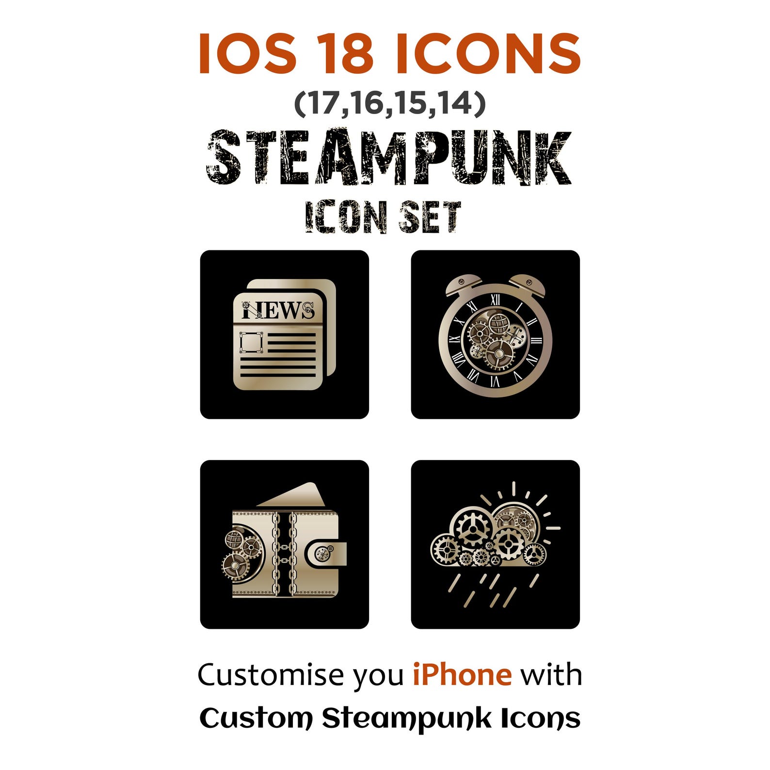 Steampunk iPhone App Icons Pack, IOS Round Icons (digital Download) - Etsy