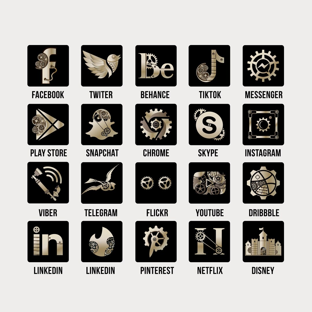 Steampunk Round Icons, iPhone IOS 16 App Icons Pack. Icons for Iphone ...