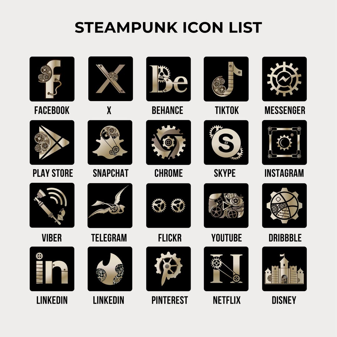 Steampunk iPhone App Icons Pack, IOS Round Icons (digital Download) - Etsy