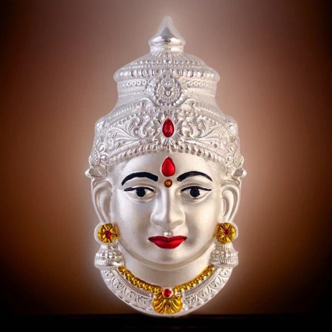 Silver Plain Varalakshmi Face/ Mukhavada/ Silver Ammavaru Face - Etsy