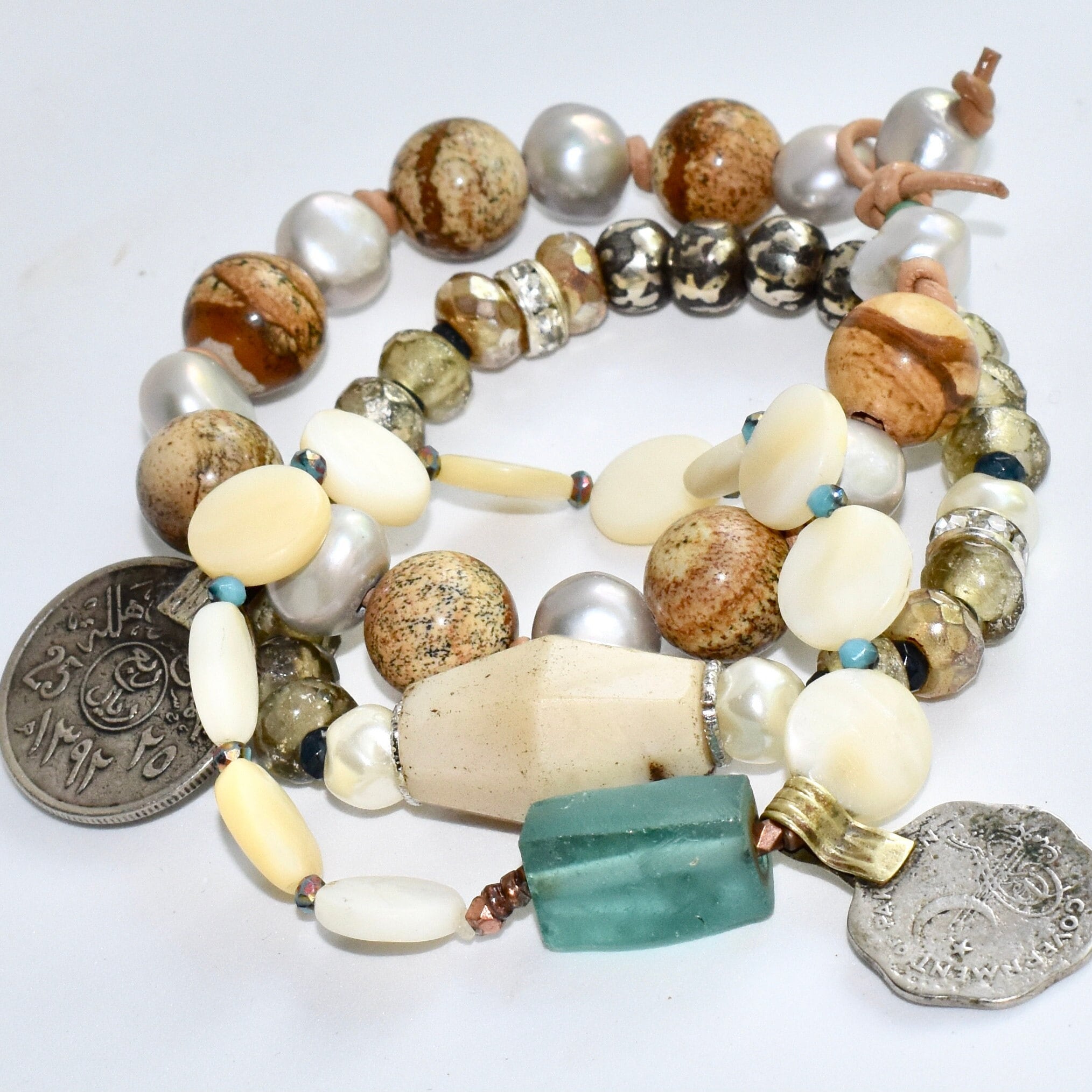 Roman Glass Bracelet With Vintage Coin Charm Sundance - Etsy