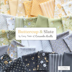 Buttercup & Slate, Charm Pack, Floral Fabric, Corey Yoder, Coriander ...