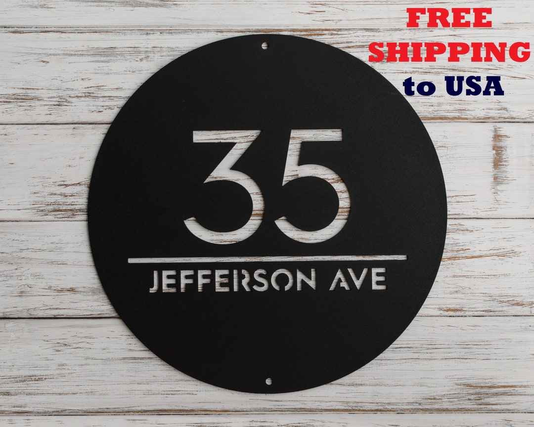 House Number Plaque, Modern House Numbers, Metal Address Sign, Address ...