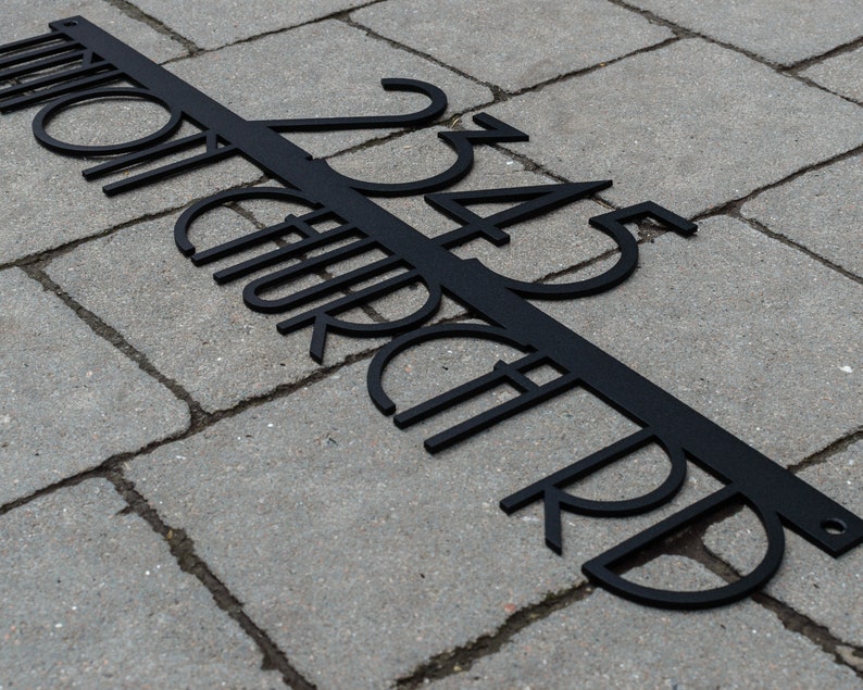 House Number Plaque Modern House Numbers Metal Address Sign | Etsy