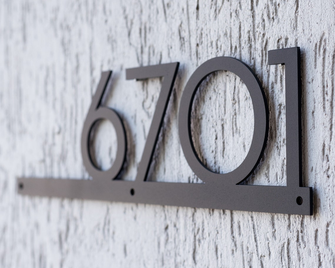 6" Large House Number, Metal Address Plaque,modern House Numbers,house ...