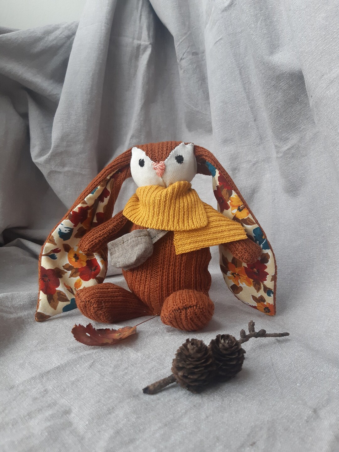 Bunny Rabbit Plushie From Upcycled Fabrics, Easter Bunny Softie, Plush ...