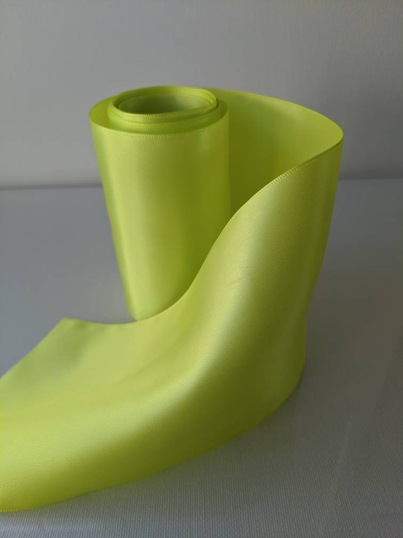 Neon Yellow 4 Inch Wide Double Sided Satin Ribbon Sash - Etsy UK