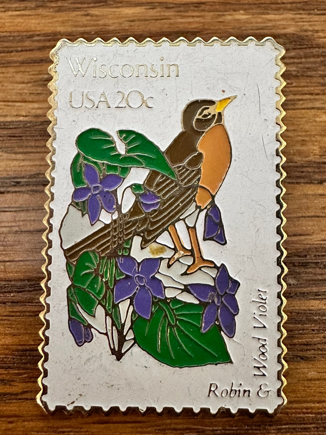 Wisconsin USA 20 Cent Robin and Wood Violets USPS Postal Stamp - Etsy