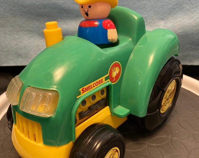 Vintage Shelcore Toy Tractor Rolls and Lights Flash 1998 Green - Etsy