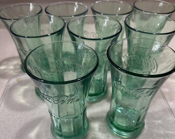Libbey Coca-cola Fountain Glasses Green Coke Glasses Vintage Coca-cola ...