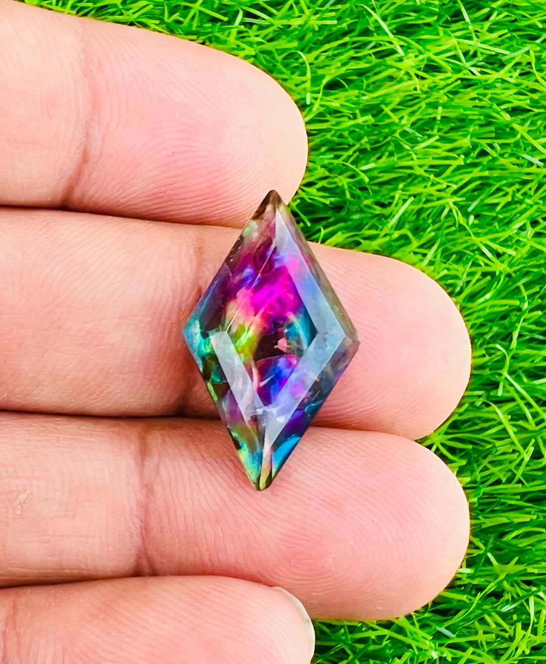 Multi Abalone Shell Quartz Kite Shape Flat Back Gemstone for Jewelry ...