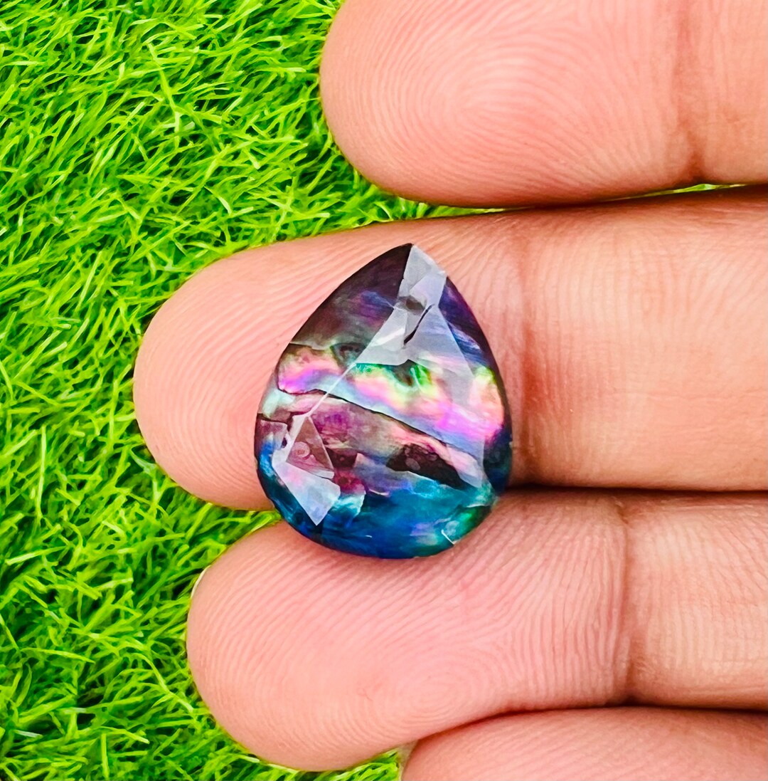 Multi Abalone Shell Quartz Pear Shape Flat Back Gemstone for Jewelry ...