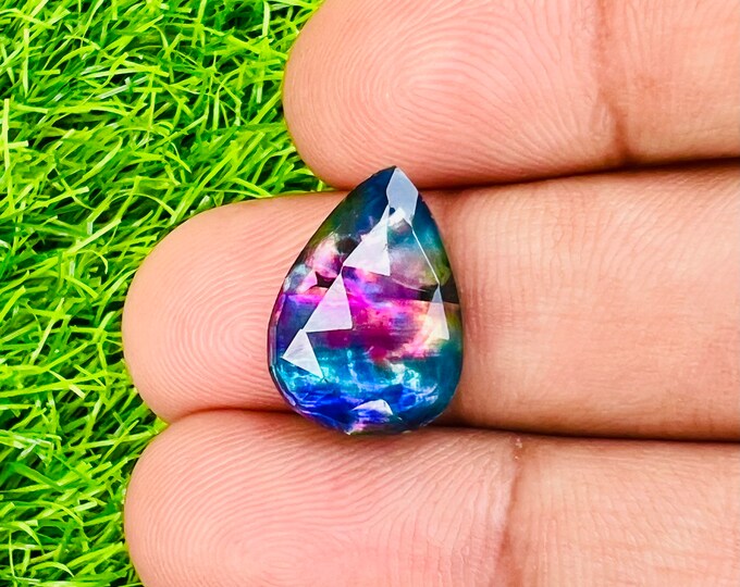 Multi Abalone Shell Quartz Pear Shape Flat Back Gemstone for Jewelry ...