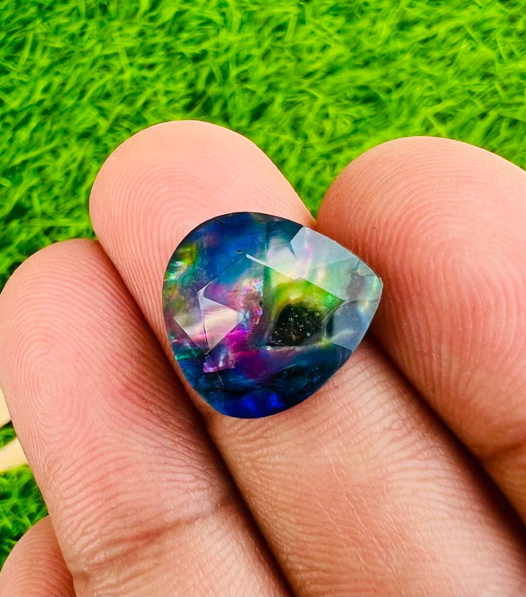 Multi Abalone Shell Quartz Pear Shape Flat Back Gemstone for Jewelry ...