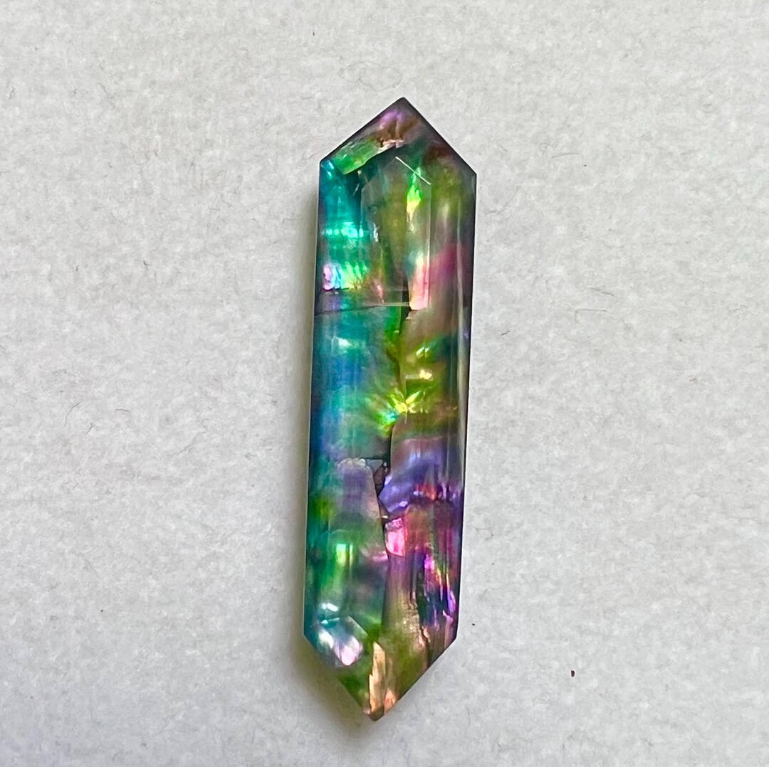 Multi Abalone Shell Quartz Hexagon Shape Flat Back Gemstone for Jewelry ...