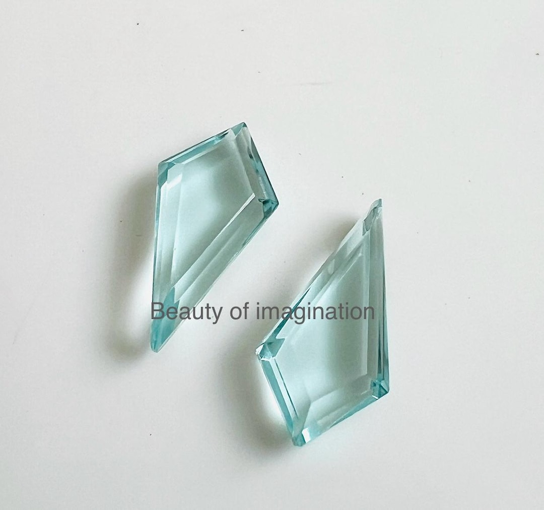 1 Pair Aquamarine Quartz Kite Shape Step Cut Jewelry Making Loose ...