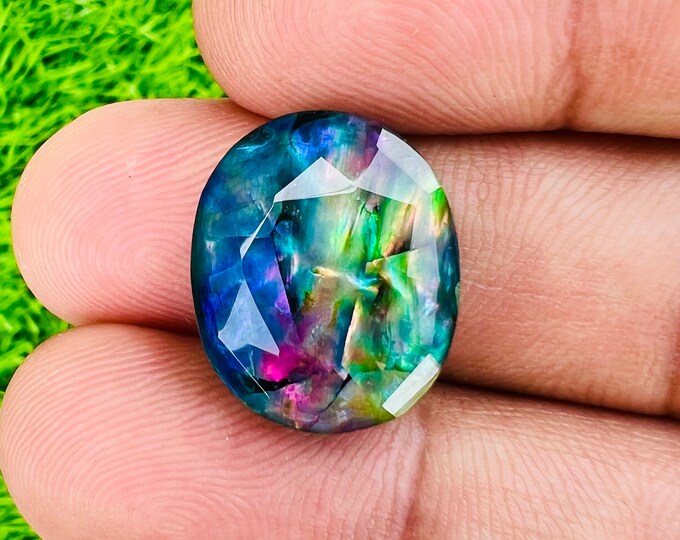 Multi Abalone Shell Quartz Oval Shape Flat Back Gemstone for Jewelry ...