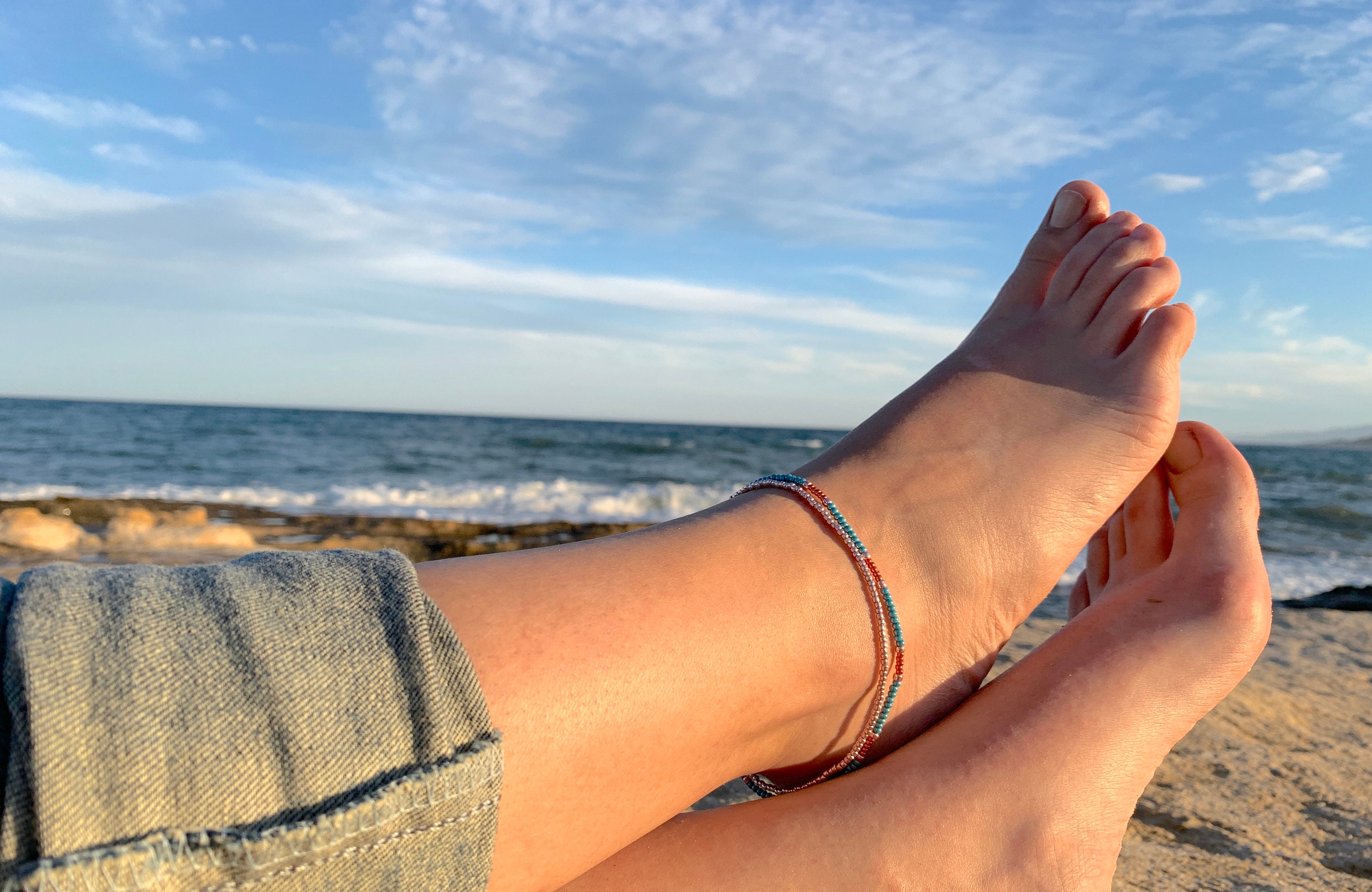 925 Silver Bohemian Style Double Anklet/ Women's Hippy - Etsy UK