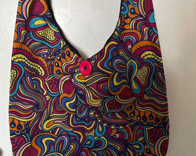 Retro 60s Psychedelic Design Fabric Cross Body Bag Shoulder Bag Hippie ...