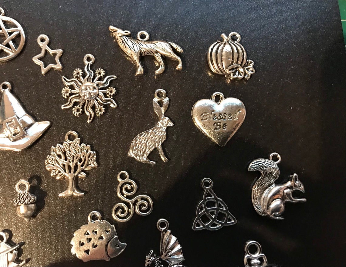 45 Assorted Pagan Wiccan Witch Silver Tone Charms - Etsy