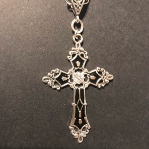 Large Cross on a Chunky Chain Gothic Tibetan Silver With Black Enamel ...