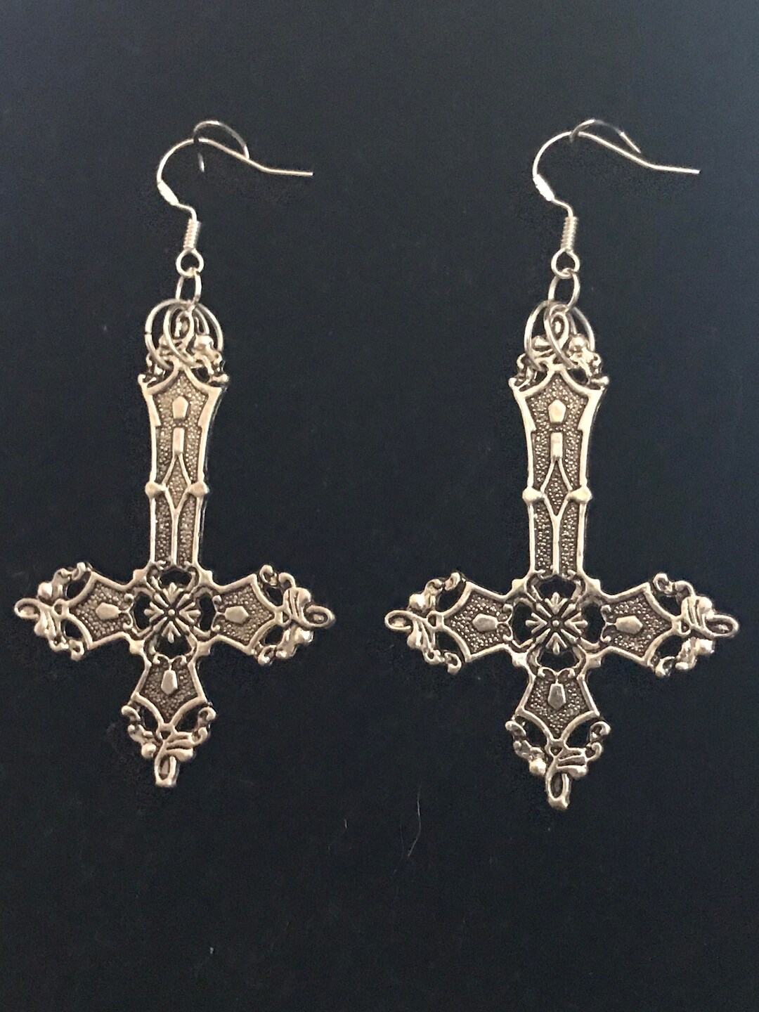 Large Inverted Cross Earrings Satanic Jewellery/ Black Magic /punk ...