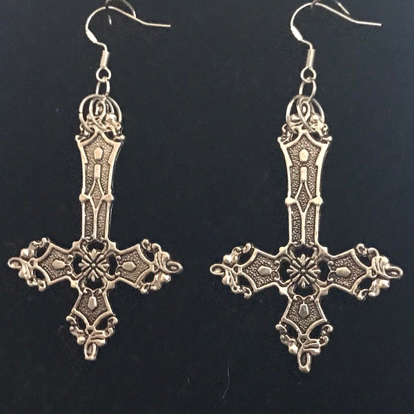 Inverted Cross Earrings - Etsy