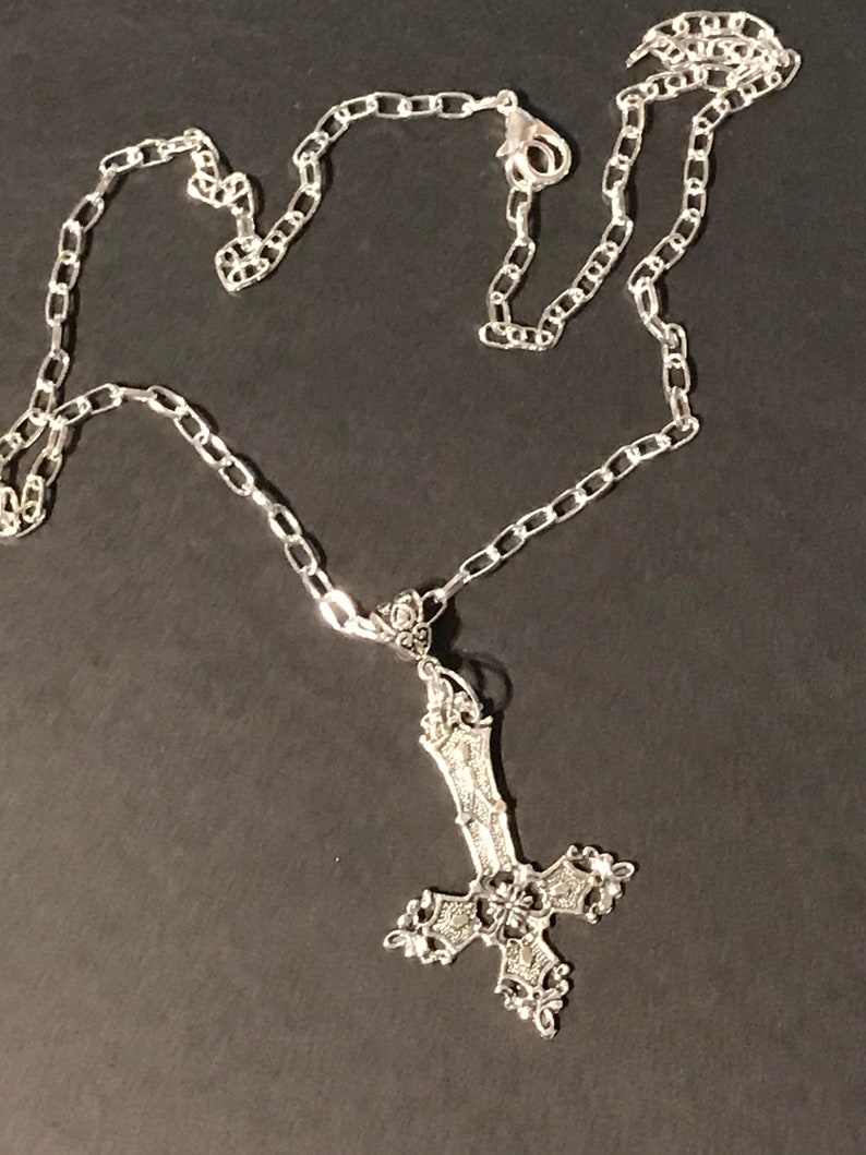 Large Inverted Cross on Chunky Chain Gothic Tibetan Silver - Etsy