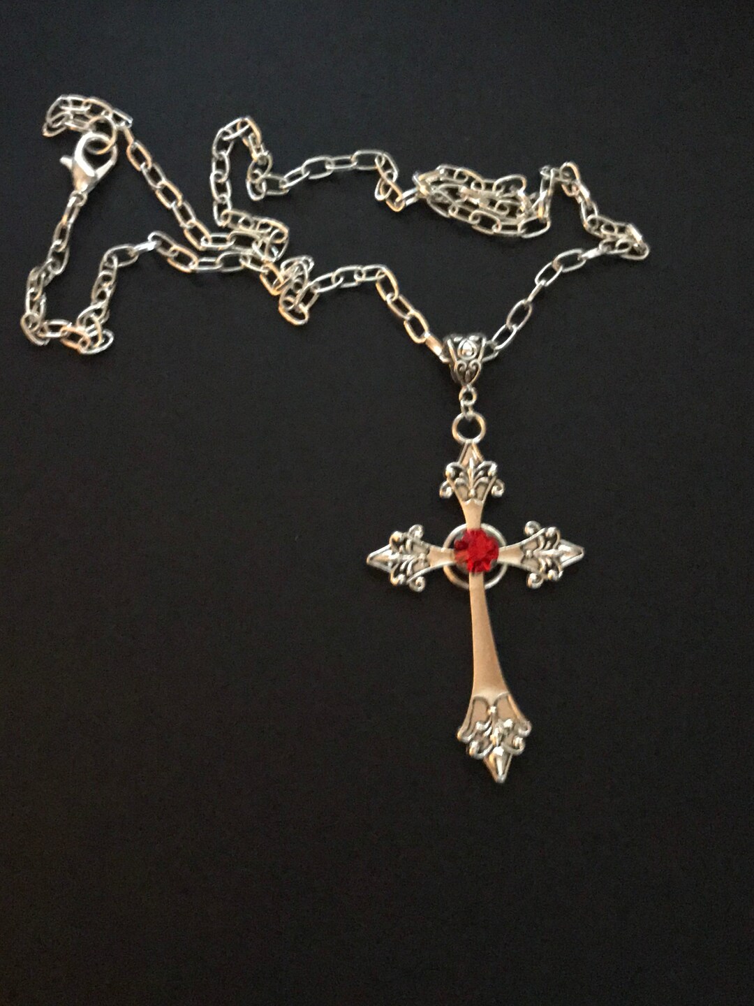 Large Silver Tone Cross on 24in Chunky Chain Gothic - Etsy