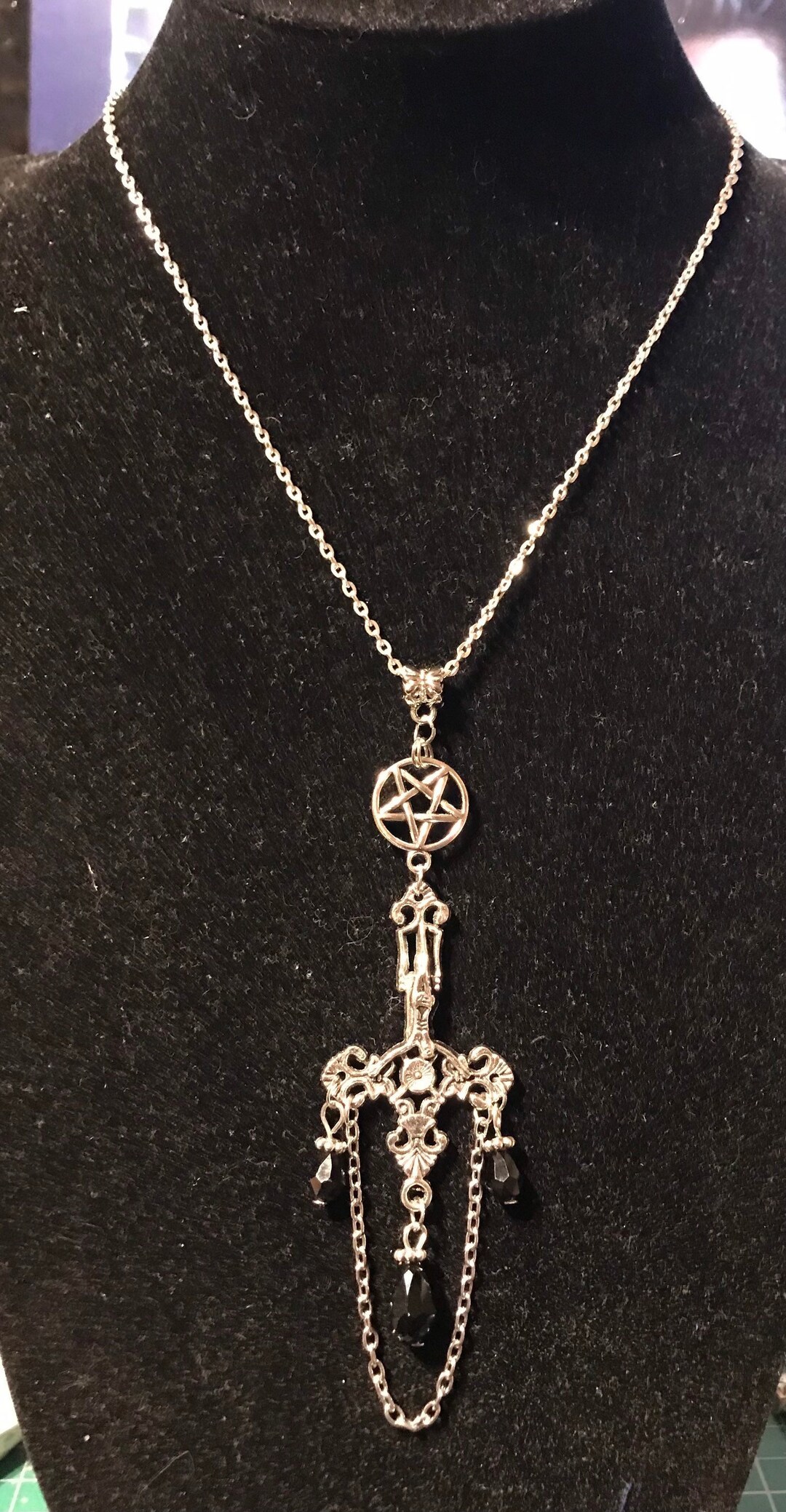 Inverted Crucifix With Pentagram Charm Length 4in on 16in 18in - Etsy