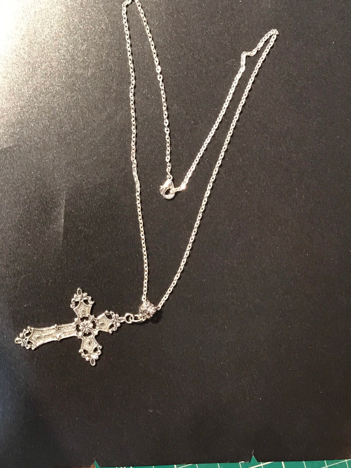 Large Cross on a Silver Plated Chain Gothic Tibetan Silver - Etsy