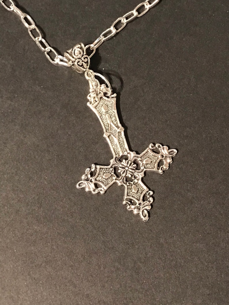 Large Inverted Cross on Chunky Chain Gothic Tibetan Silver - Etsy