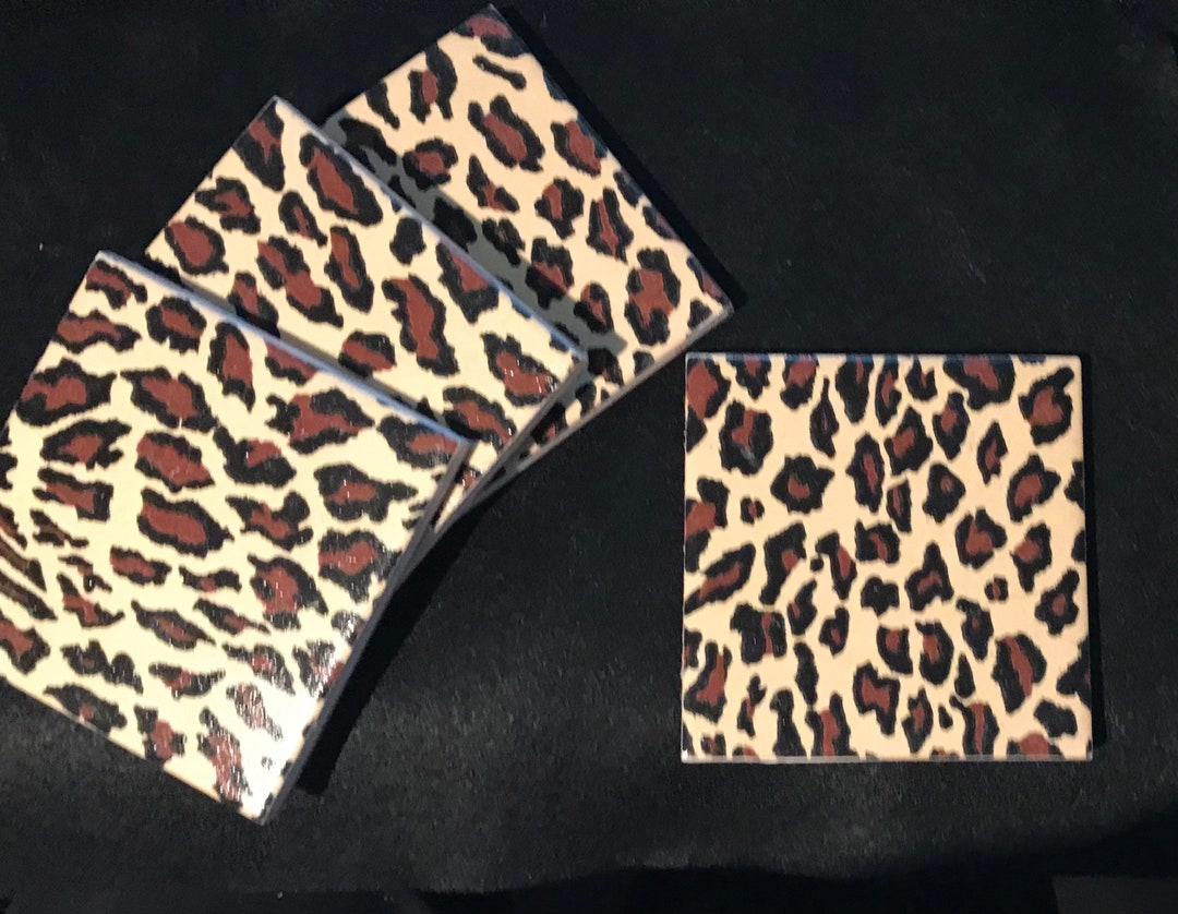 Set of 4 Handmade Coasters Leopard Print - Etsy