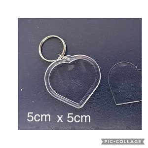 Acrylic Heart Shaped 2 Part Photo Fillable Keychain/keyring 1/2/5 - Etsy
