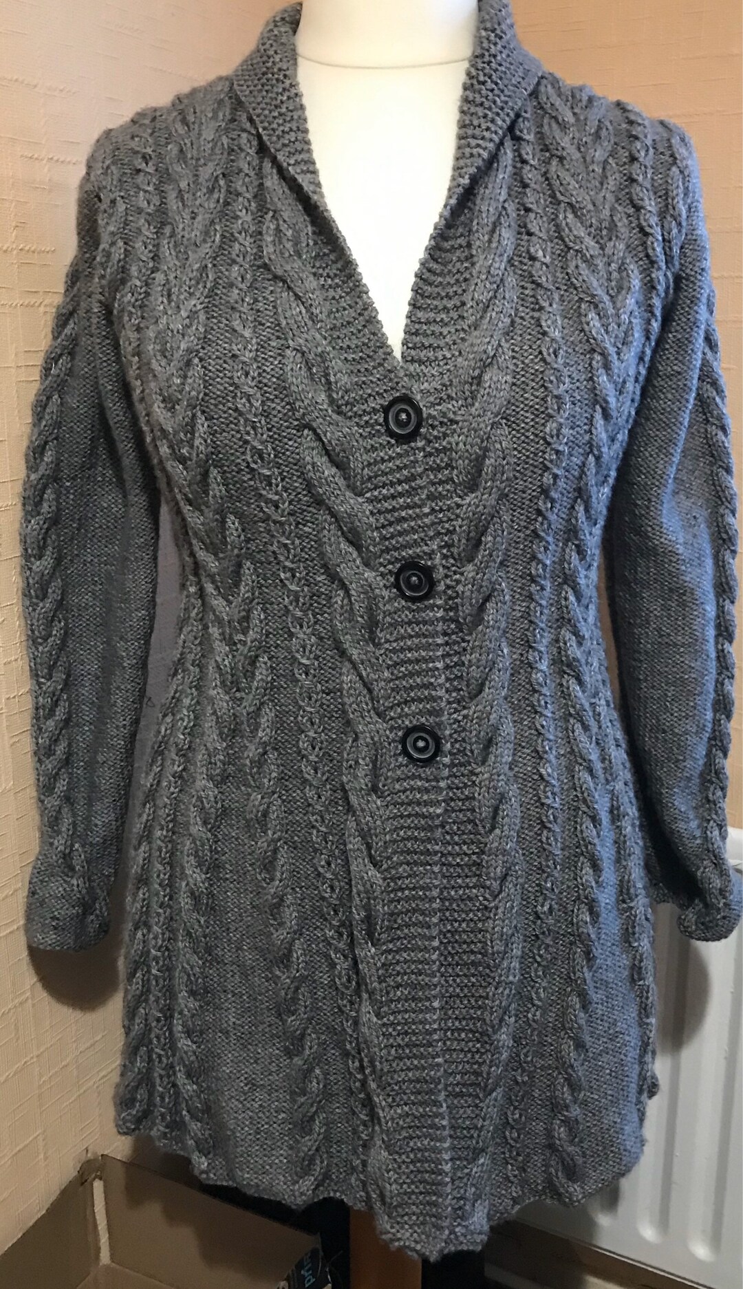 Ladies Hand Knitted Jacket With Cables Size Medium - Etsy UK