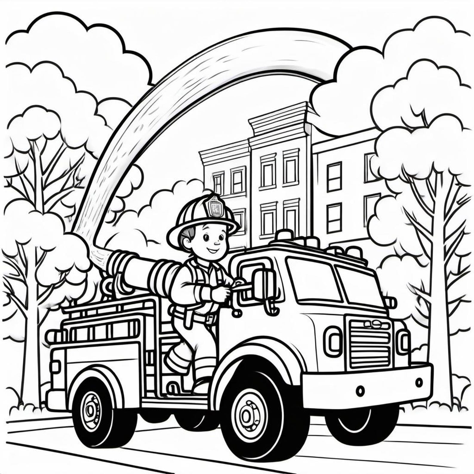 6 Firetruck Coloring Pages, Firefighter Coloring Book Pages, Trucks ...