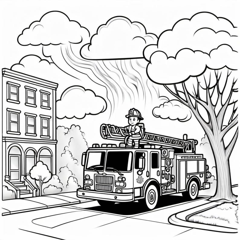 6 Firetruck Coloring Pages, Firefighter Coloring Book Pages, Trucks ...
