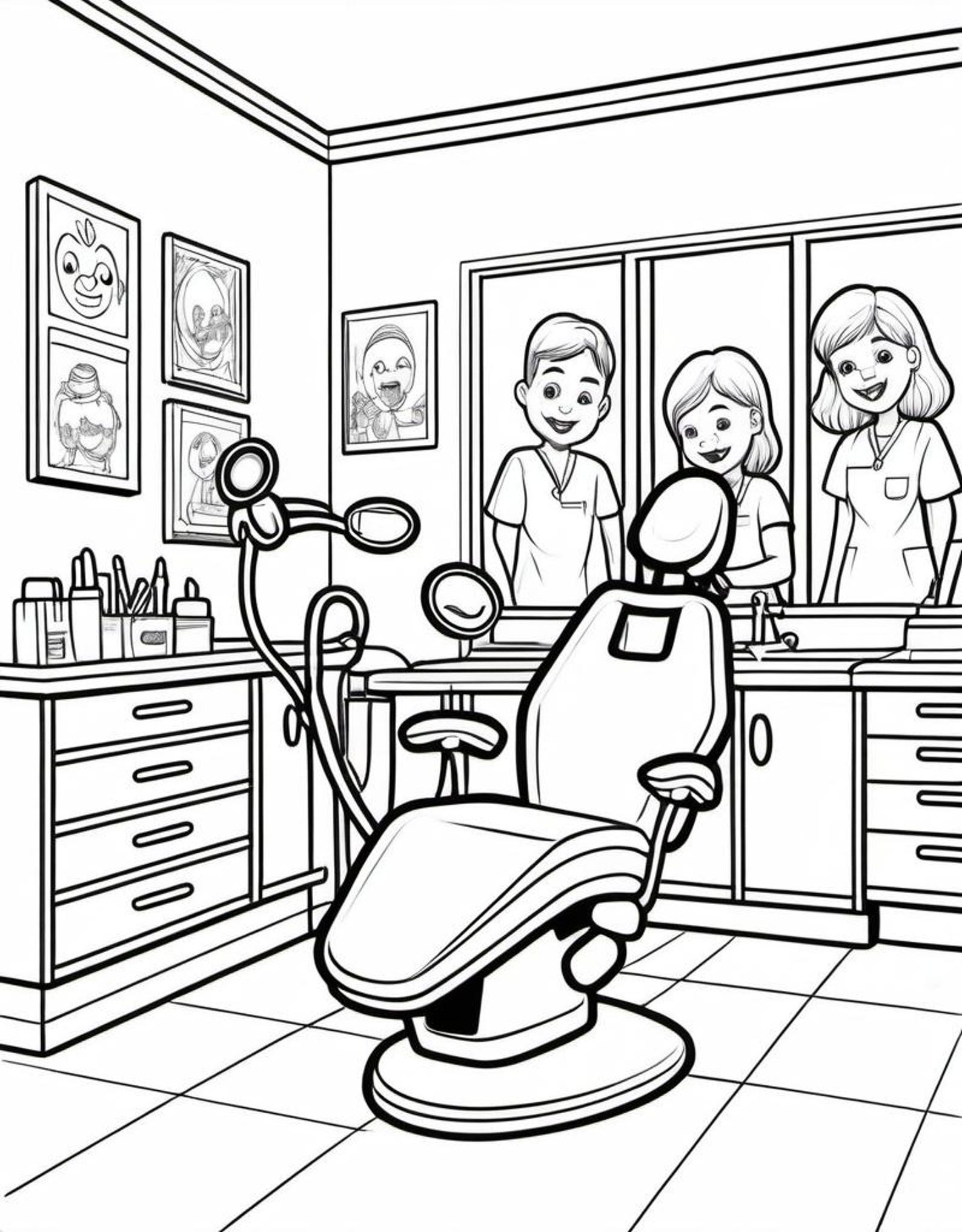 Dentist Office Coloring Pages, 2 Coloring Book Pages, Printable Digital ...