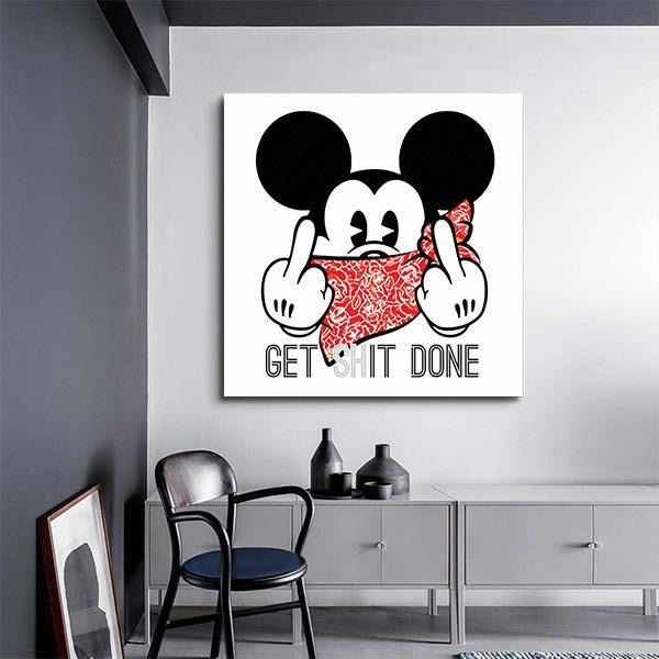 Mickey Mouse Get Shit Done Canvas Wall Art Office Decor Gift - Etsy
