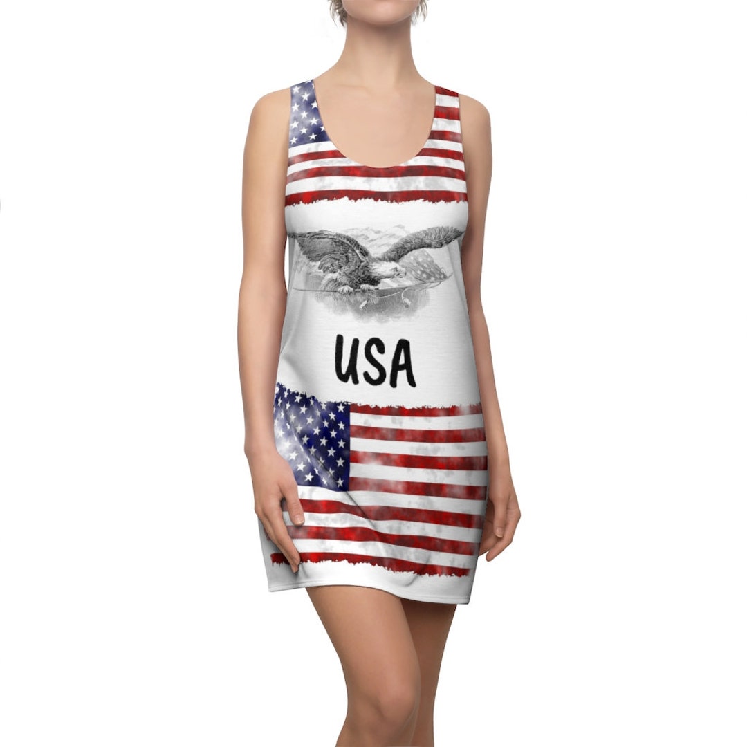 USA Flag Dress Patriotic Sun Dress America Freedom Patriot Dress Womens ...