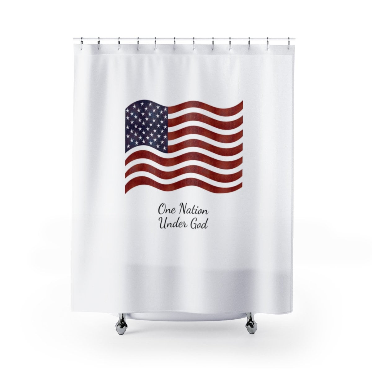 American Flag Shower Curtain One Nation Under God Shower Curtain ...